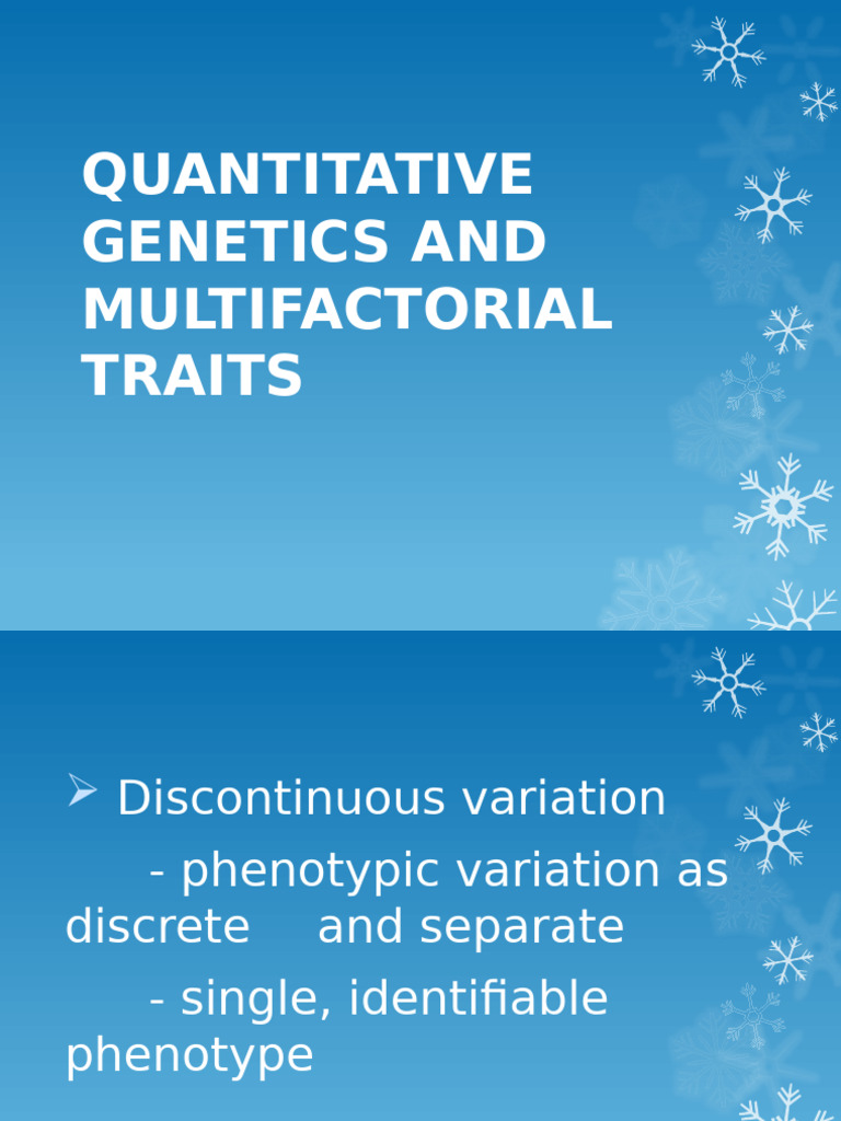 Quantitative Genetics and Multifactorial Traits | PDF | Quantitative ...