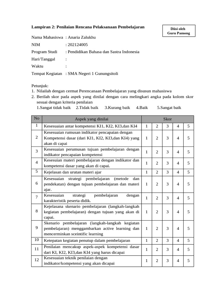 Lampiran 2 Penilaian RPP | PDF