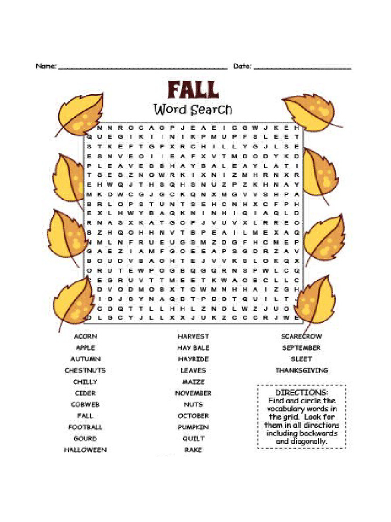 Word Search Fall | PDF