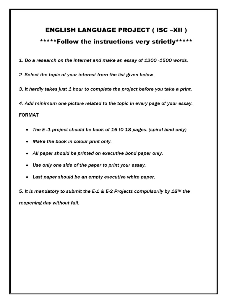 Instructions For Making English Language Project | PDF