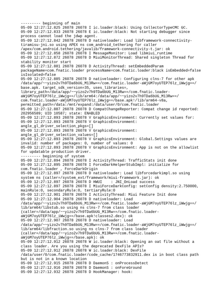 Com - Fnatic.loader Logcat | PDF | String (Computer Science) | Computing