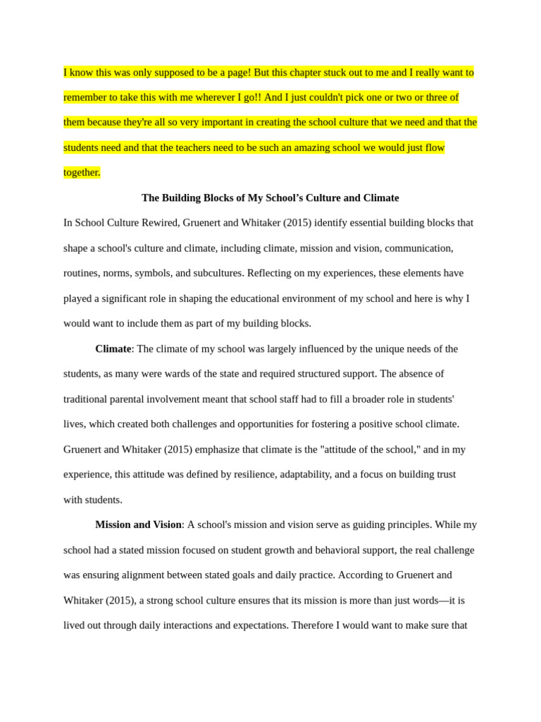 Building Blocks School Culture & Climate | PDF
