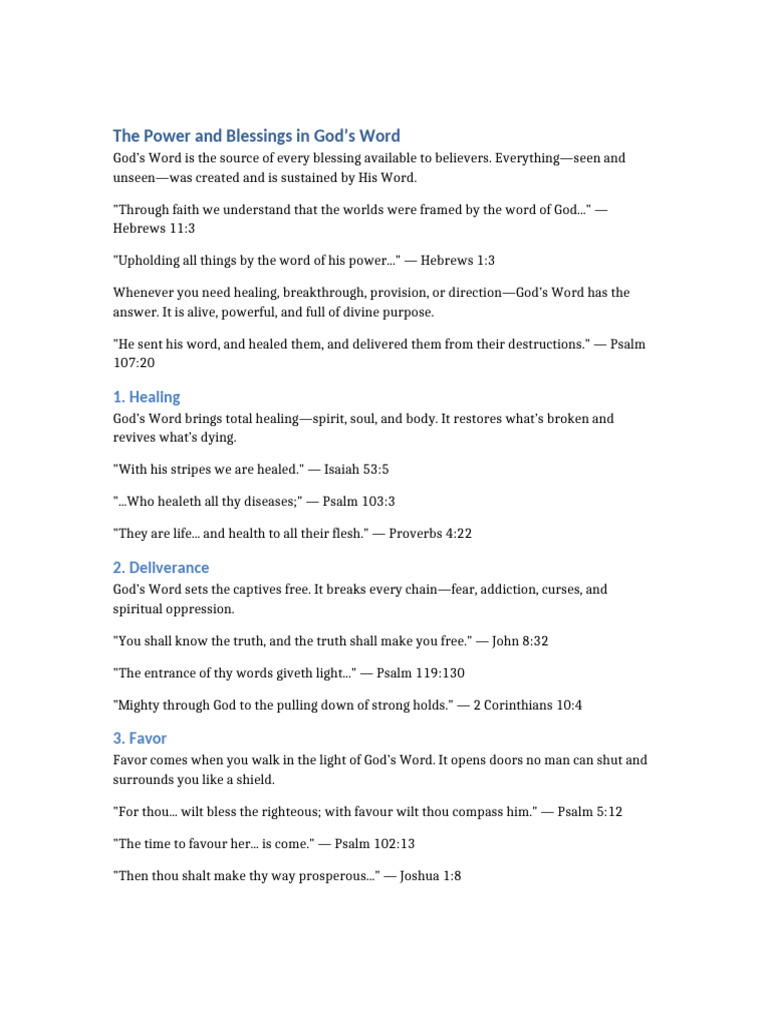 Blessings from God's Word Explained | PDF
