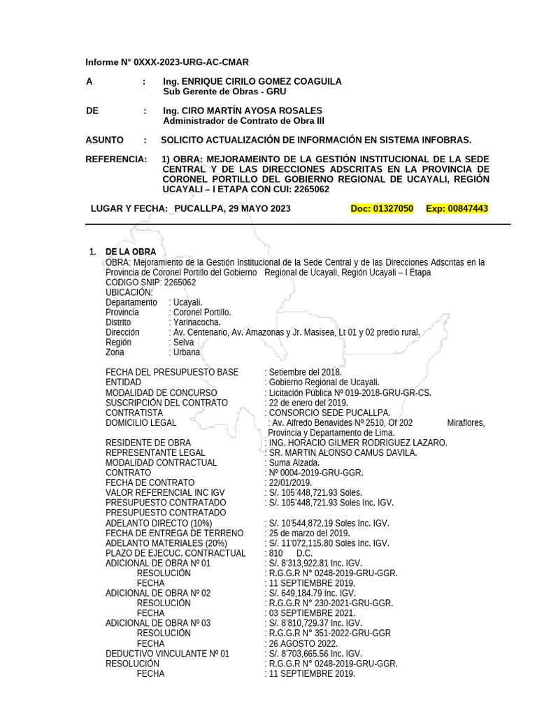 Informe Solicito Actualización en Infobras | PDF