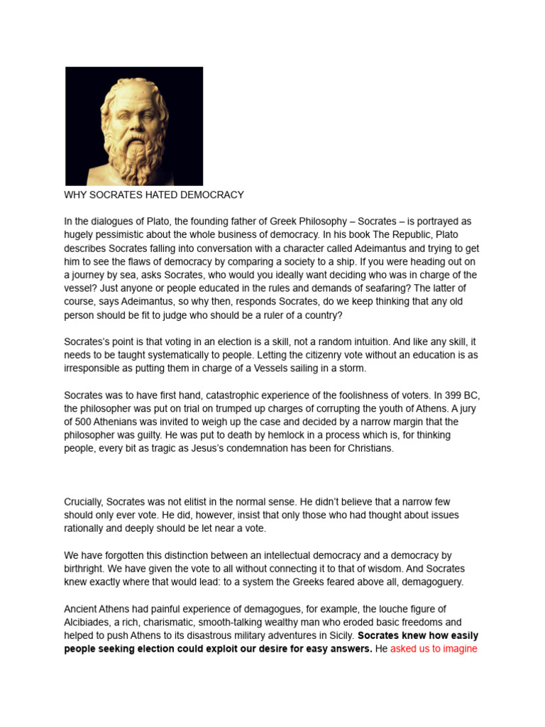 Why Socrates Hated Democracy | PDF | Socrates