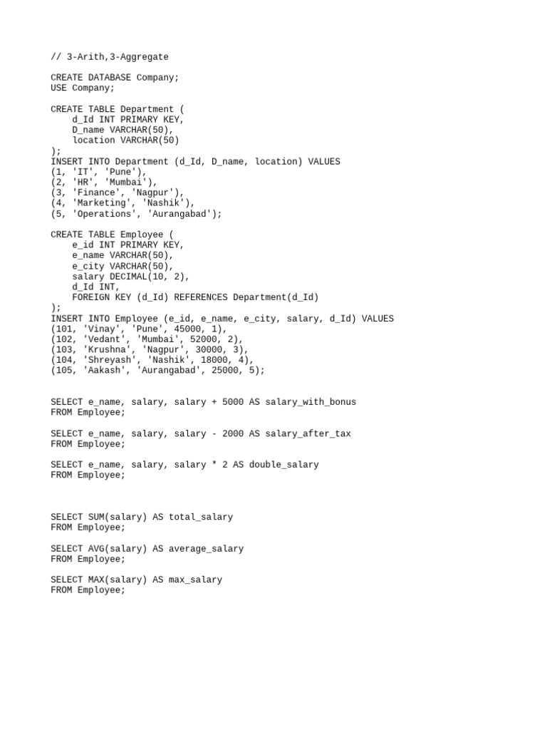 3 Arith, 3 Aggregate | PDF