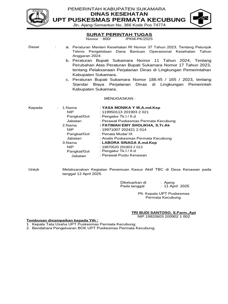 Surat Tugas Penemuan Kasus TBC | PDF