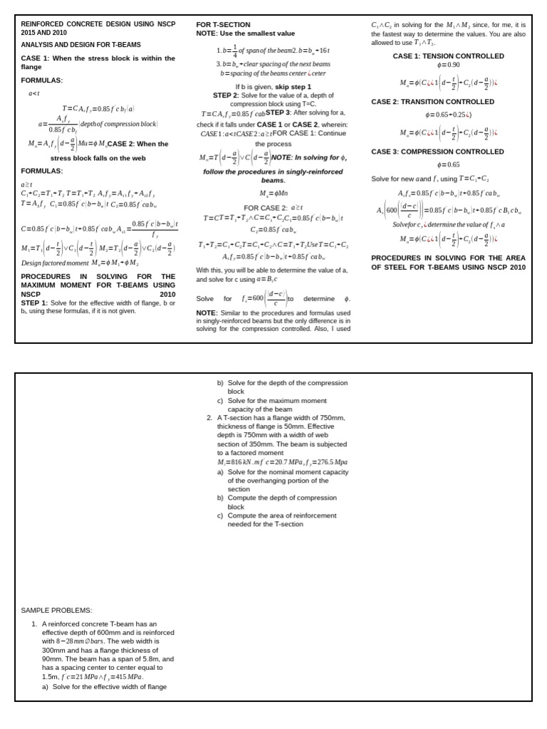 T-Beam Design with NSCP Guidelines | PDF | Solid Mechanics | Mechanics