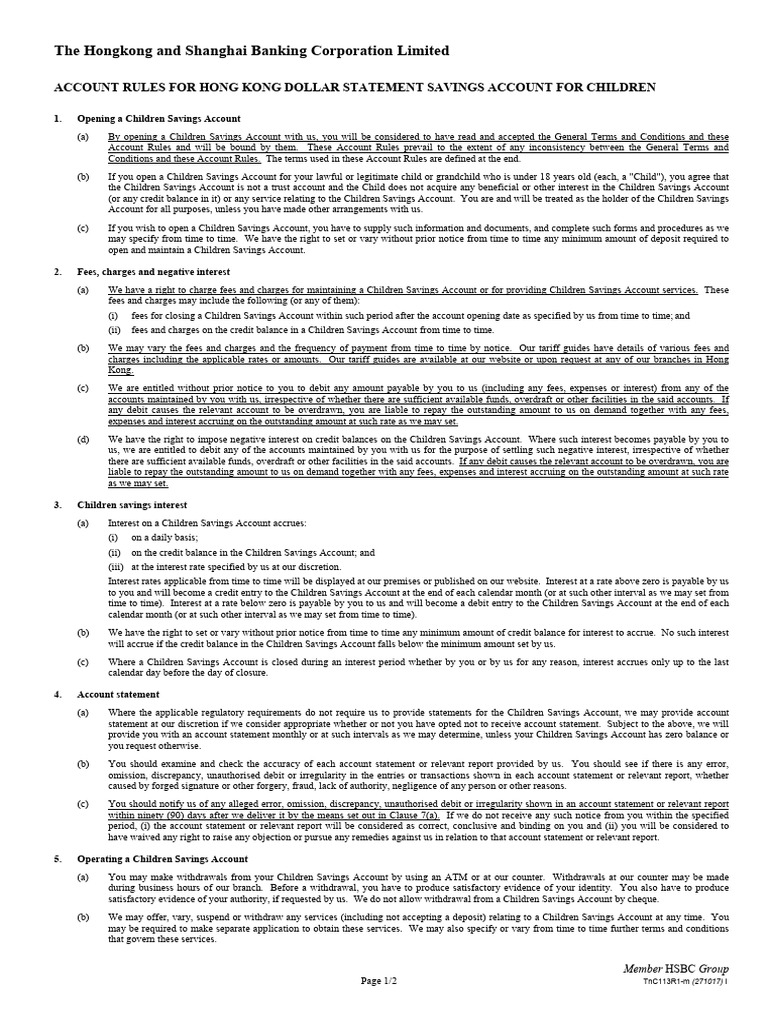 HSBC Children-Savings-Rules | PDF | Overdraft | Credit Card