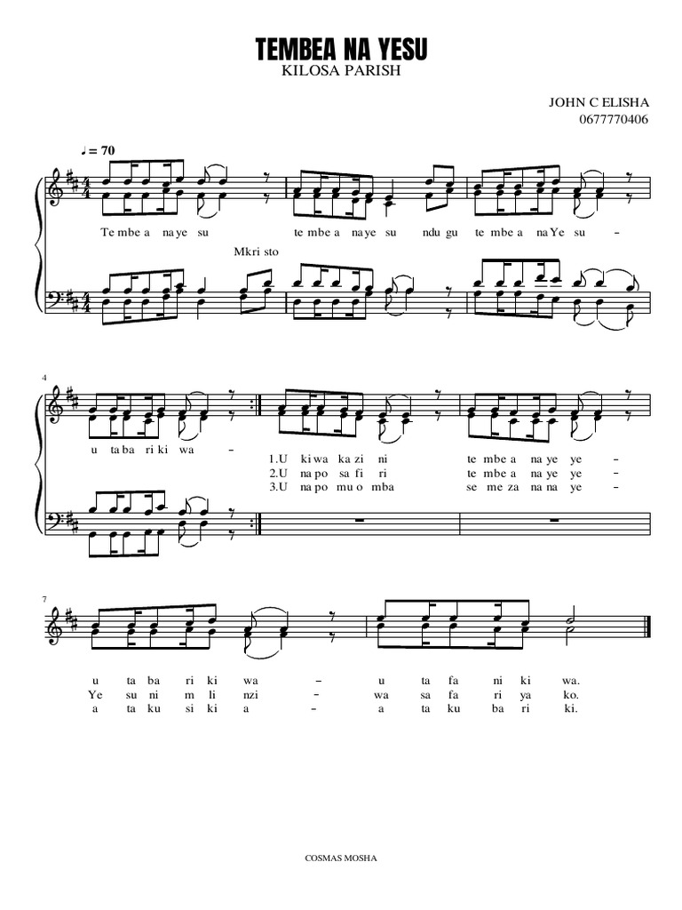 TEMBEA - NA - YESU by JOHN ELISHA - 044601 | PDF