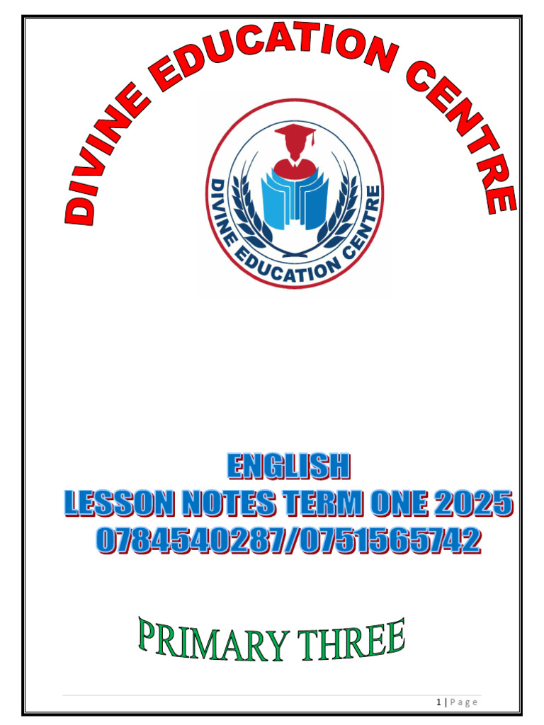 p.3 English Lesson Notes Term 1 2025 | PDF | Soil | Plural