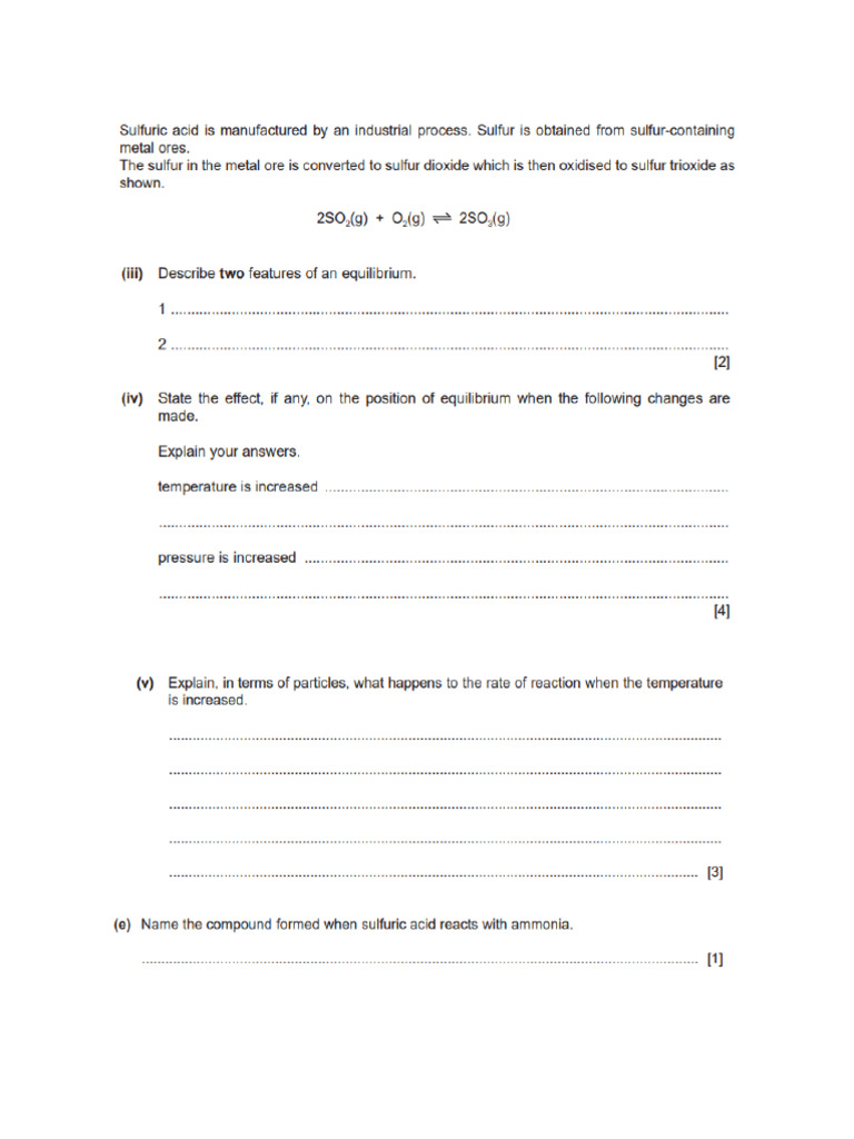 Reversible Reactions Test | PDF