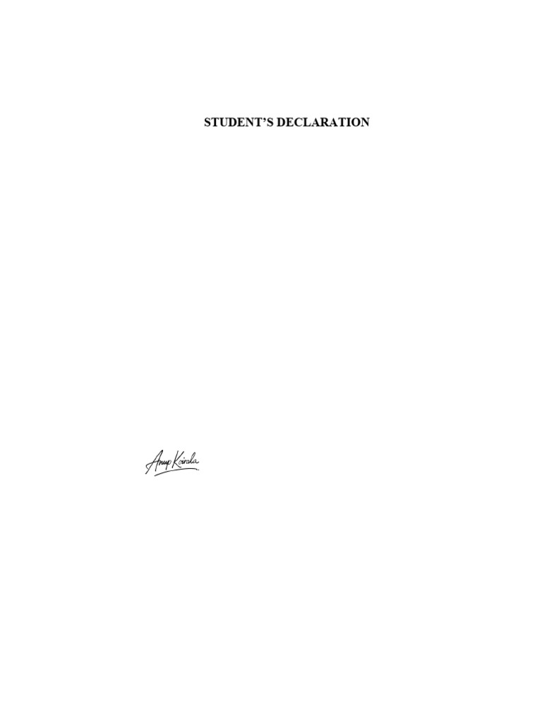 Declaration Letter For Projects | PDF