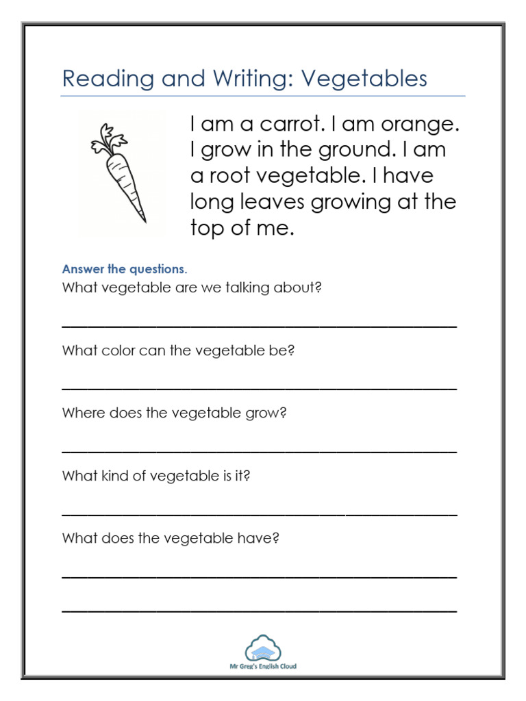 Reading and Writing Vegetables | PDF | Vegetables | Fruit