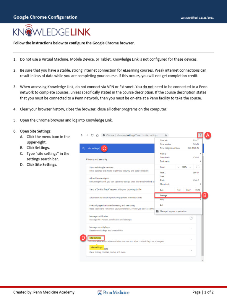 Configuring Google Chrome for Knowledge Link | PDF | Http Cookie ...