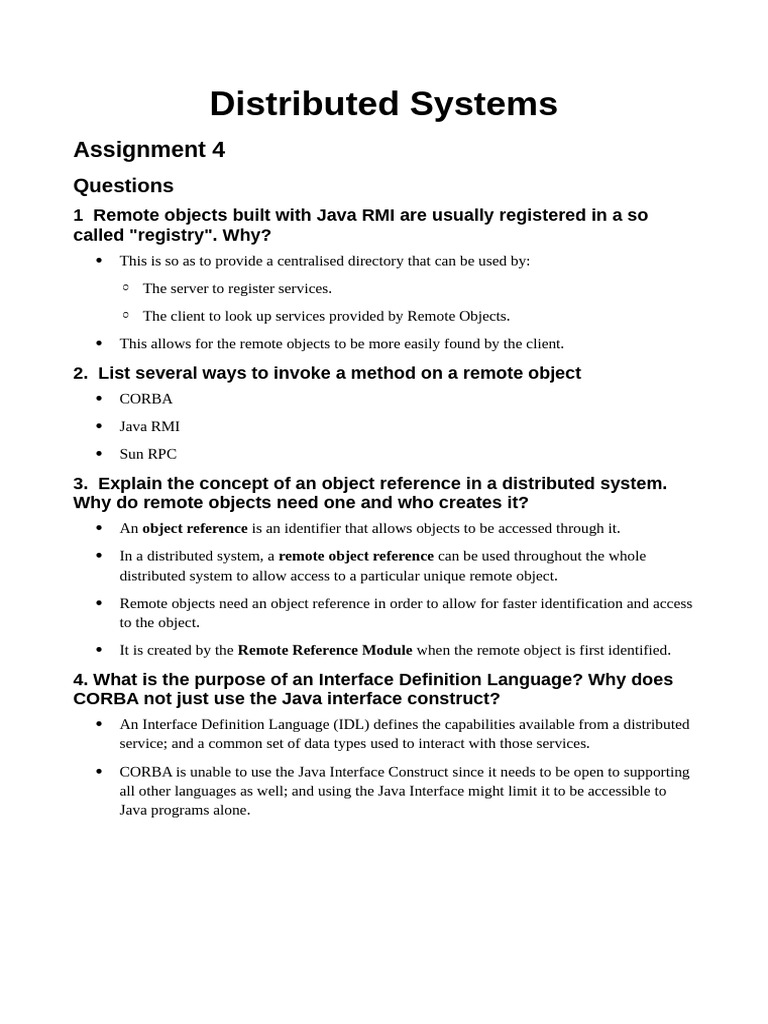Distributed Systems - Assignment 4 | PDF | Object (Computer Science) | Common Object Request ...
