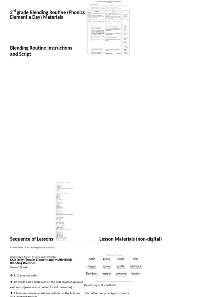 Blending Routine Instructions and Script | PDF | Phonics | Syllable