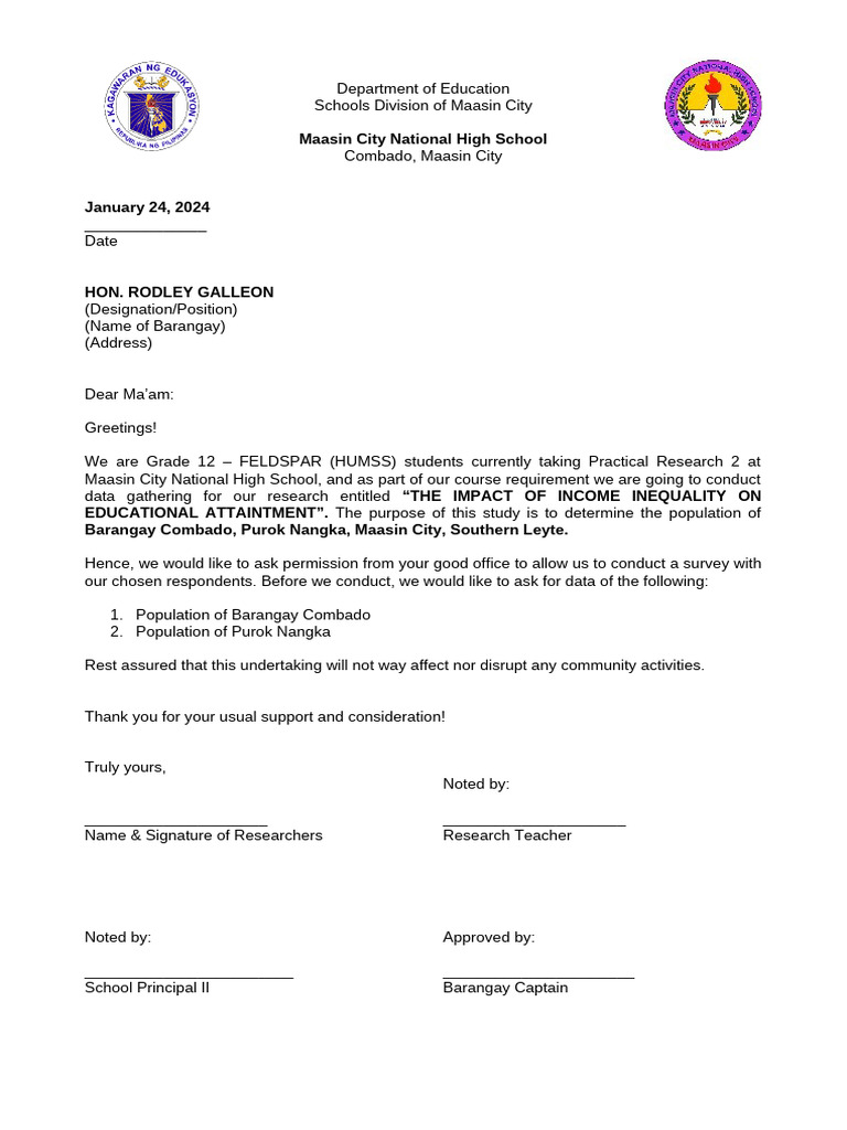 Letter Permit to Brgy Captain 01 | PDF