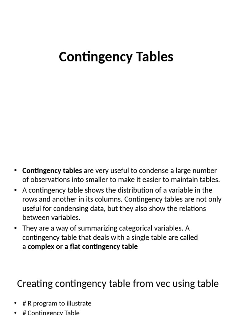 Contingency Tables | PDF