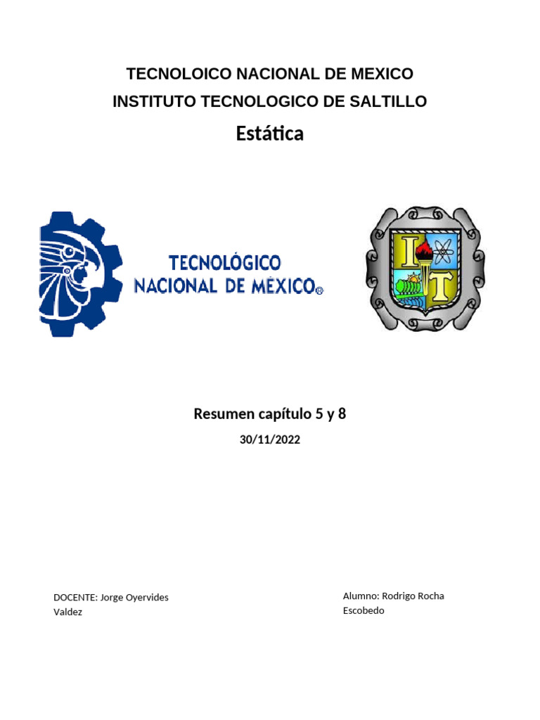 Resumen Estatica Final | PDF | Fricción | Rodamiento (Mecánico)