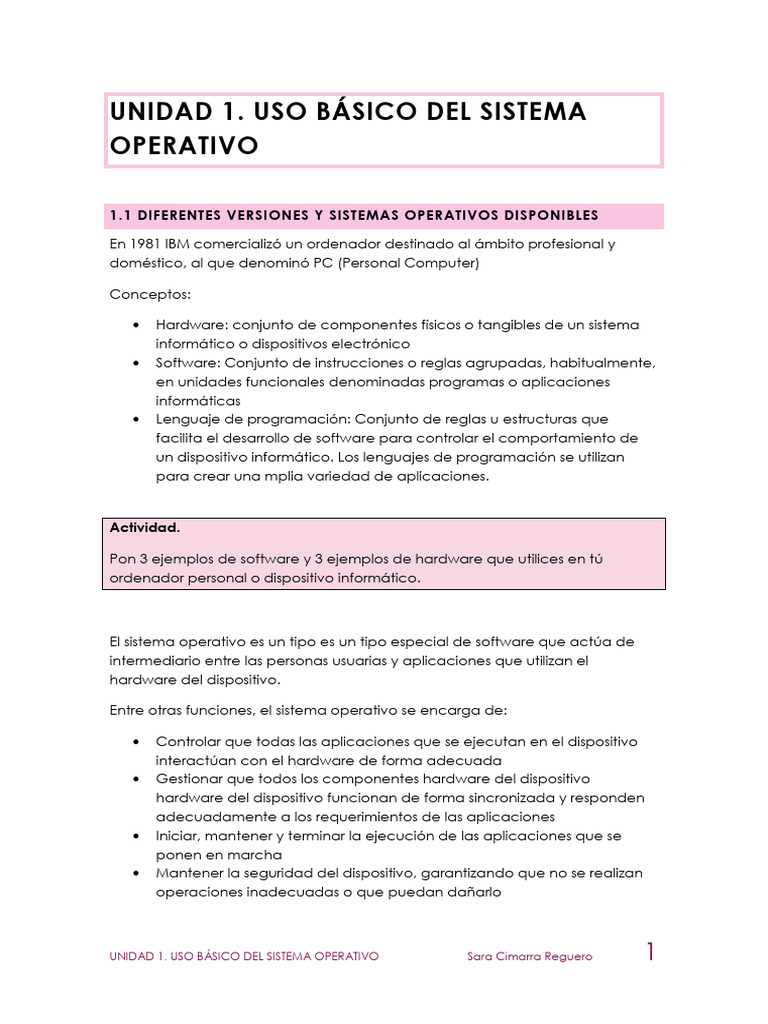 Tema 1. Uso Básico Del Sistema Operativo | PDF | Archivo de computadora | Sistema operativo