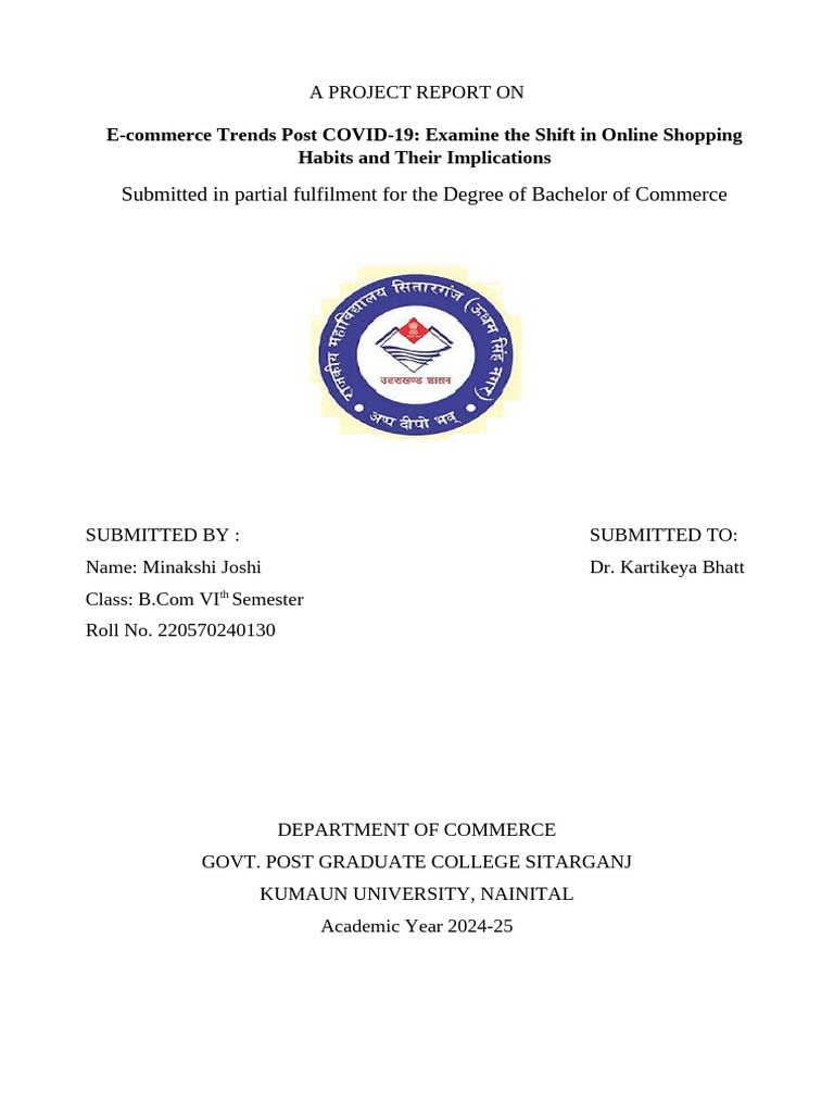 MINAKSHI_JOSHI_final_report[1] | PDF | Sampling (Statistics) | E Commerce