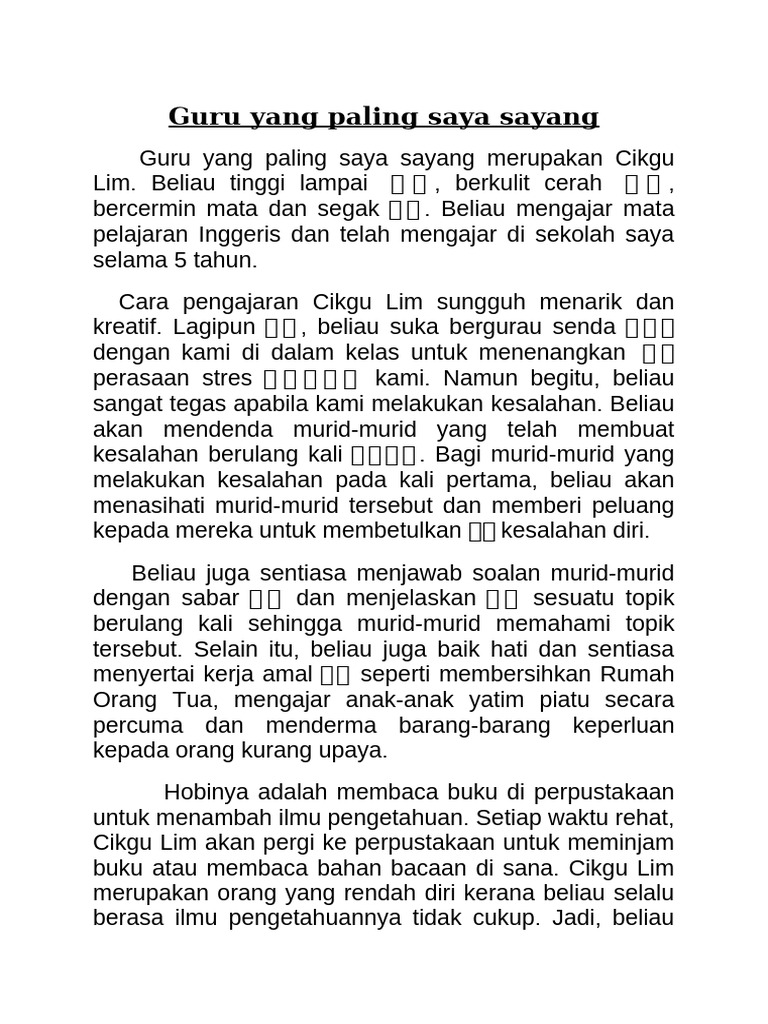 Guru Yang Paling Saya Sayang | PDF
