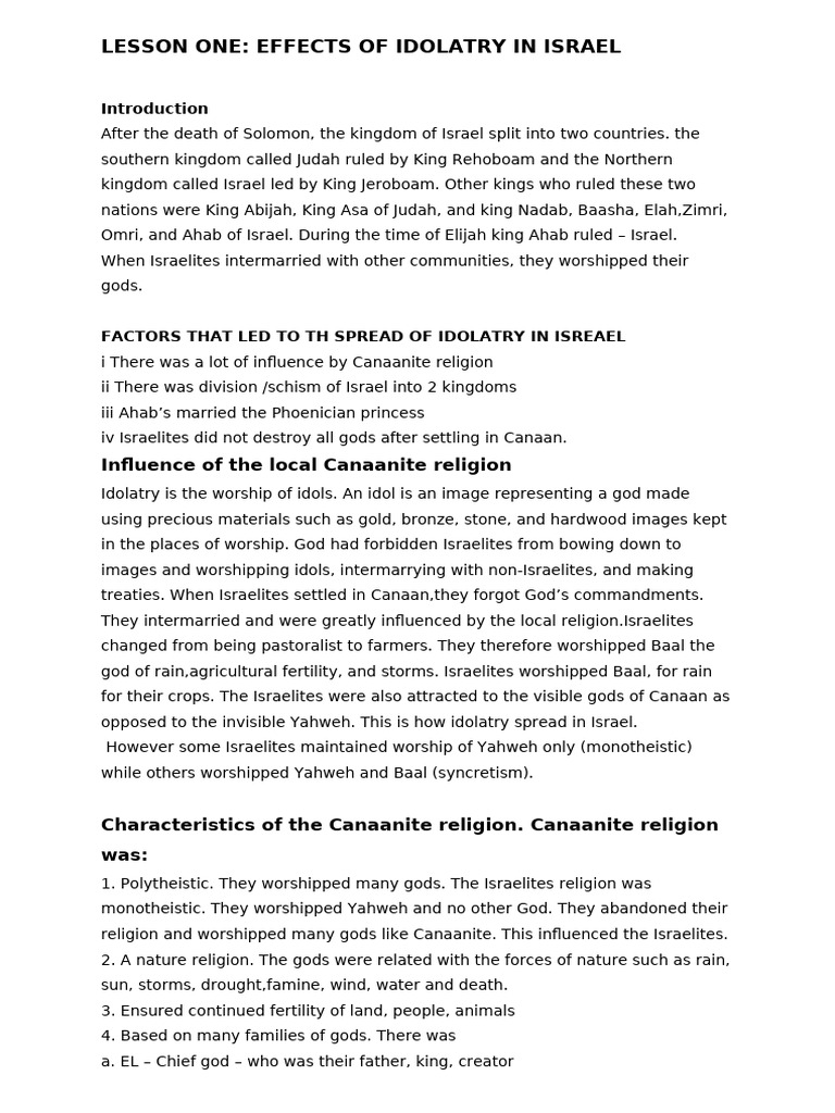 Idolatry's Impact in Israel: Elijah's Era | PDF | Elijah | Yahweh