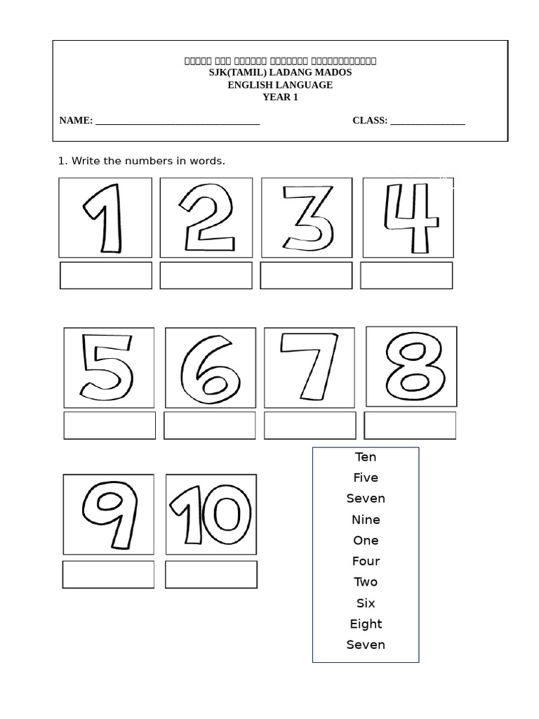 Mid Year Exam Year 1 | PDF