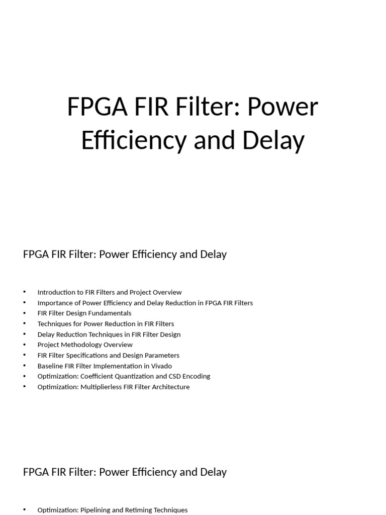 FPGA FIR Filter - Power Efficiency and Delay | PDF | Filter (Signal Processing) | Field ...