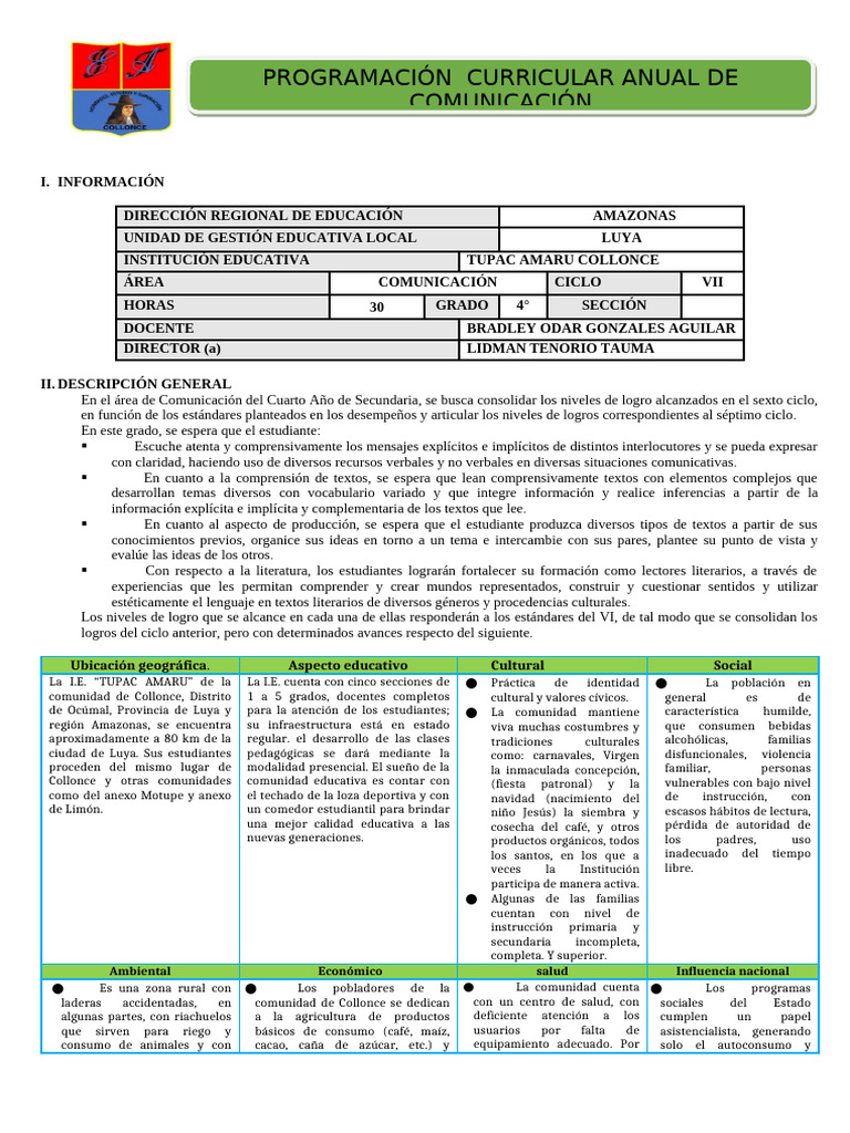 PROGRAMACION CURRICULAR CUARTO GRADO | PDF | Aprendizaje | Enseñando
