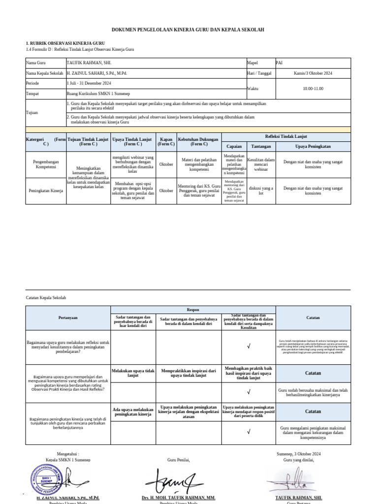 Contoh Form D PMM | PDF