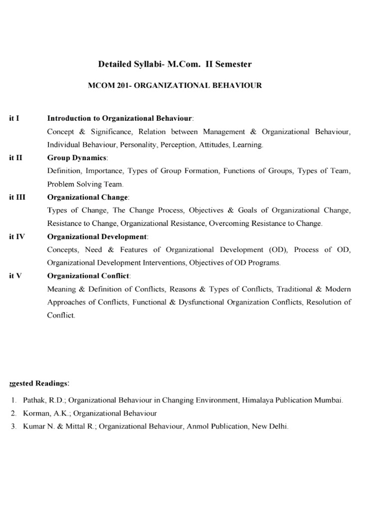 m.com syllabus | PDF