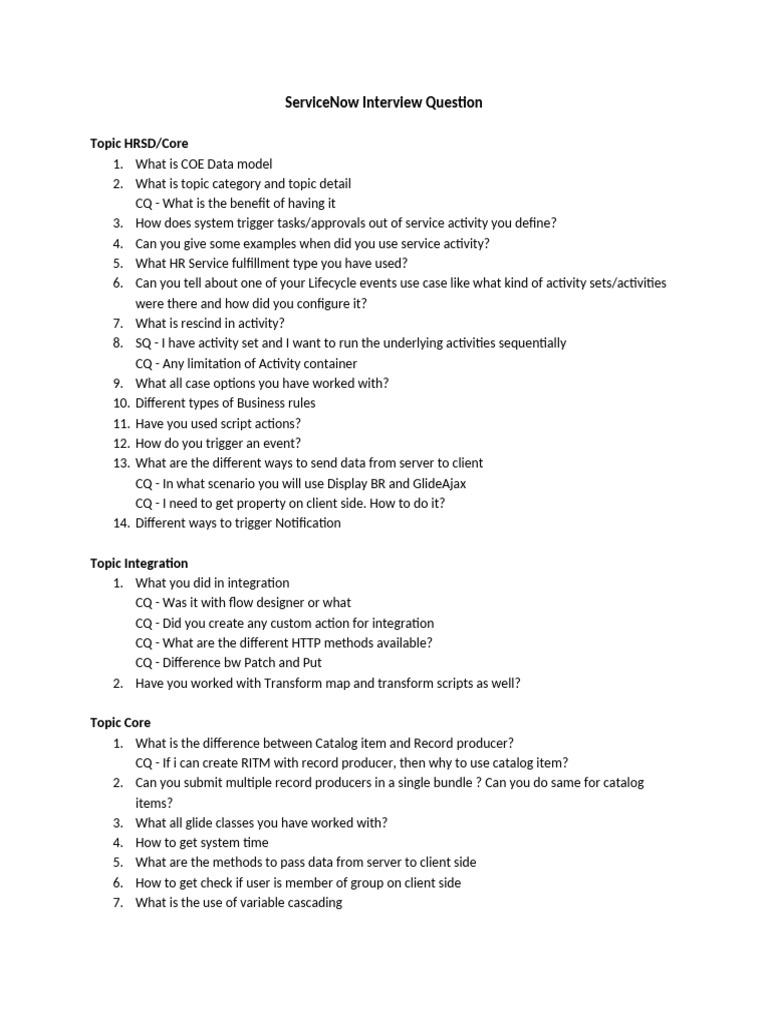 ServiceNow - Interview Questions | PDF | Client–Server Model | Information Technology