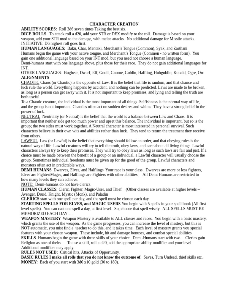 Character Creation Player | PDF | Fantasy | Dungeons & Dragons