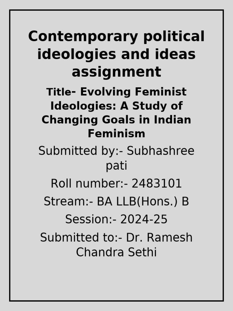 Contemporary Political Ideologies and Ideas Assignment | PDF | Gender ...