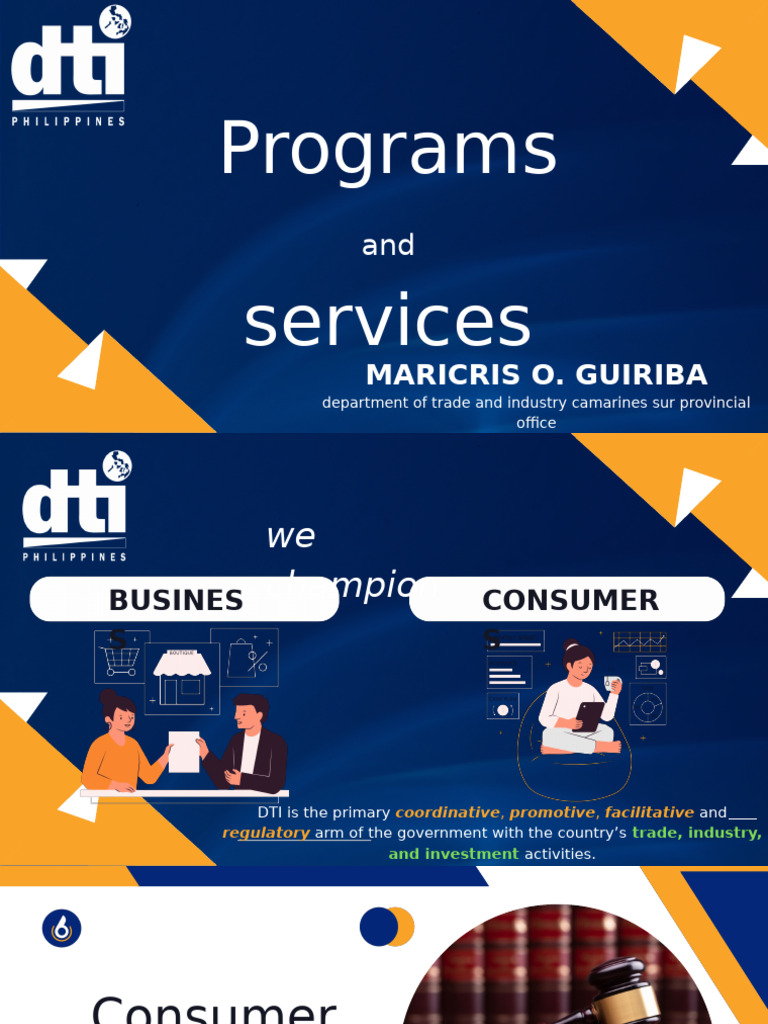 DTI Programs and Activities-NEGSOYO CENTER PDF | PDF | Entrepreneurship ...