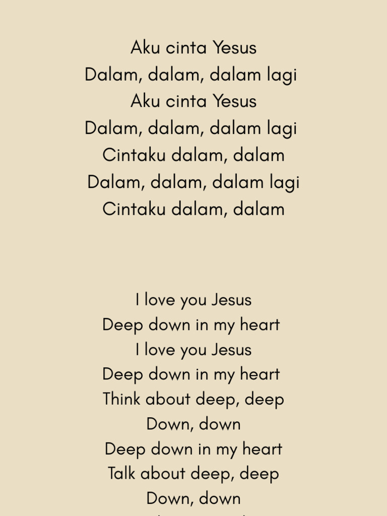 Aku Cinta Yesus Dalam, Dalam, Dalam Lagi Cintaku Dalam, Dalam | PDF