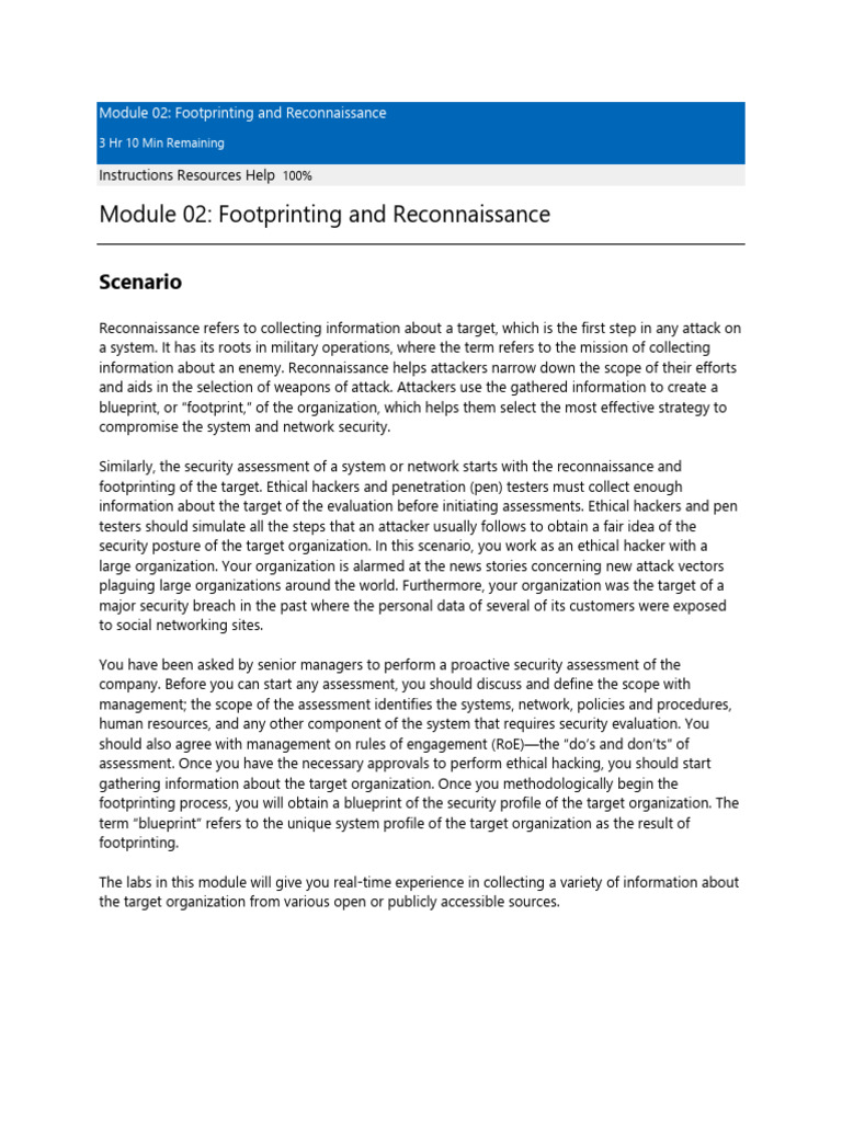 2.1 Footprinting and Reconnaissance | PDF | Security | Computer Security