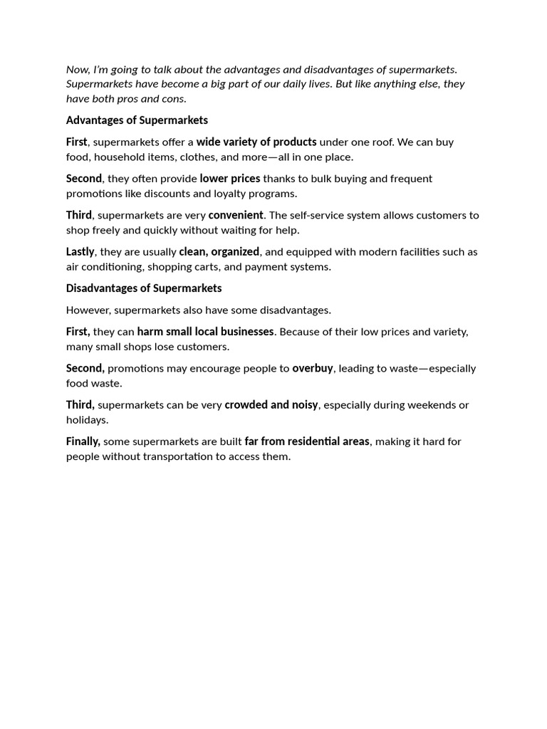 Speaking Supermarket | PDF