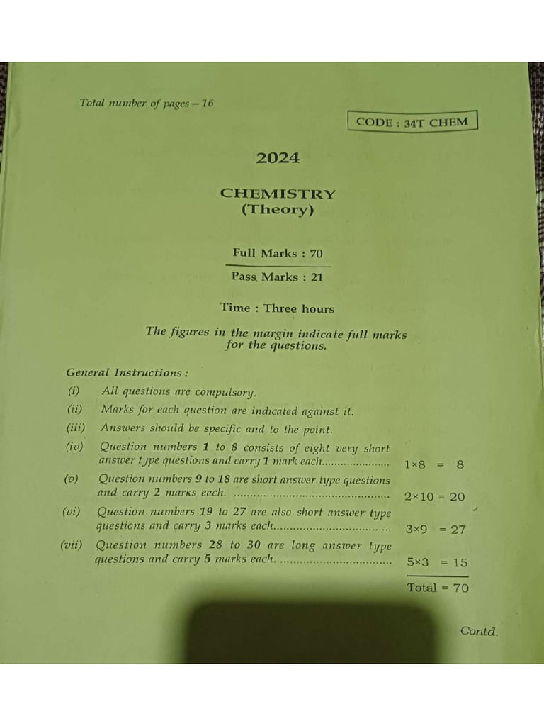 Chemistry 2024 | PDF