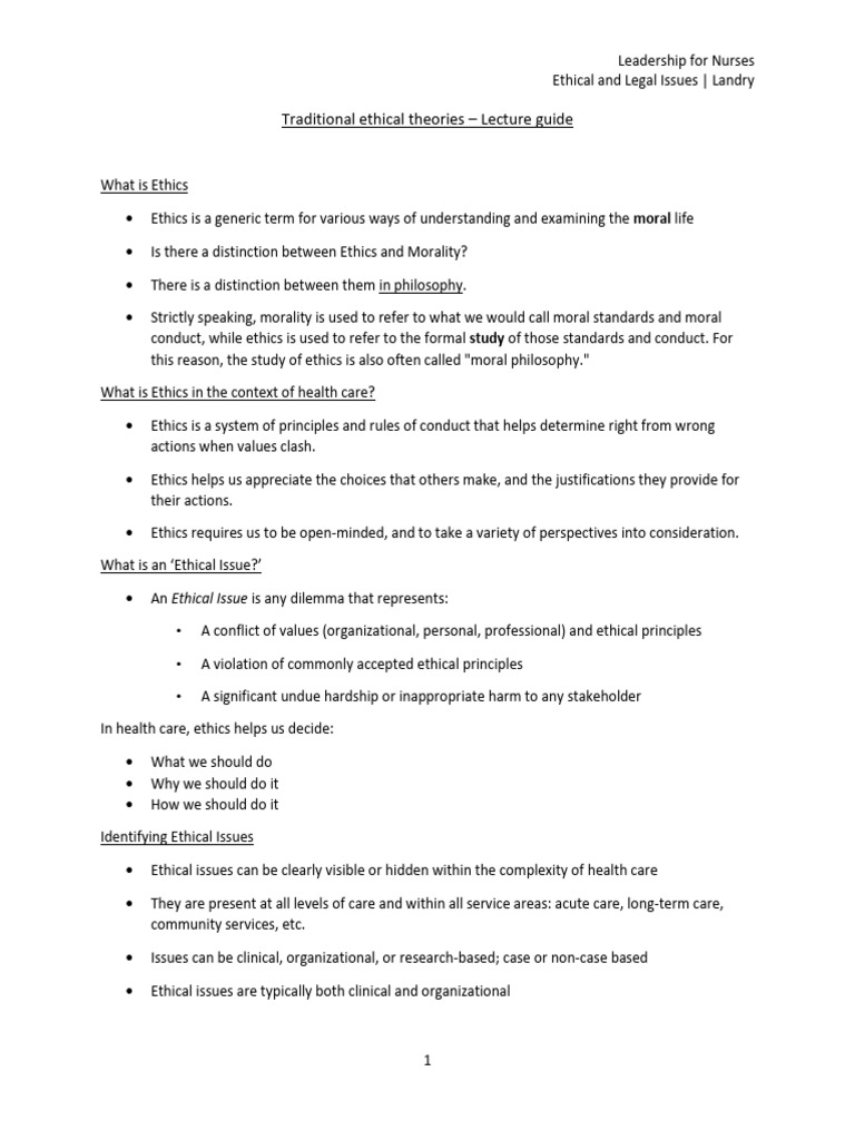 1.-Traditional-ethical-theories-Lecture-guide | PDF | Utilitarianism ...