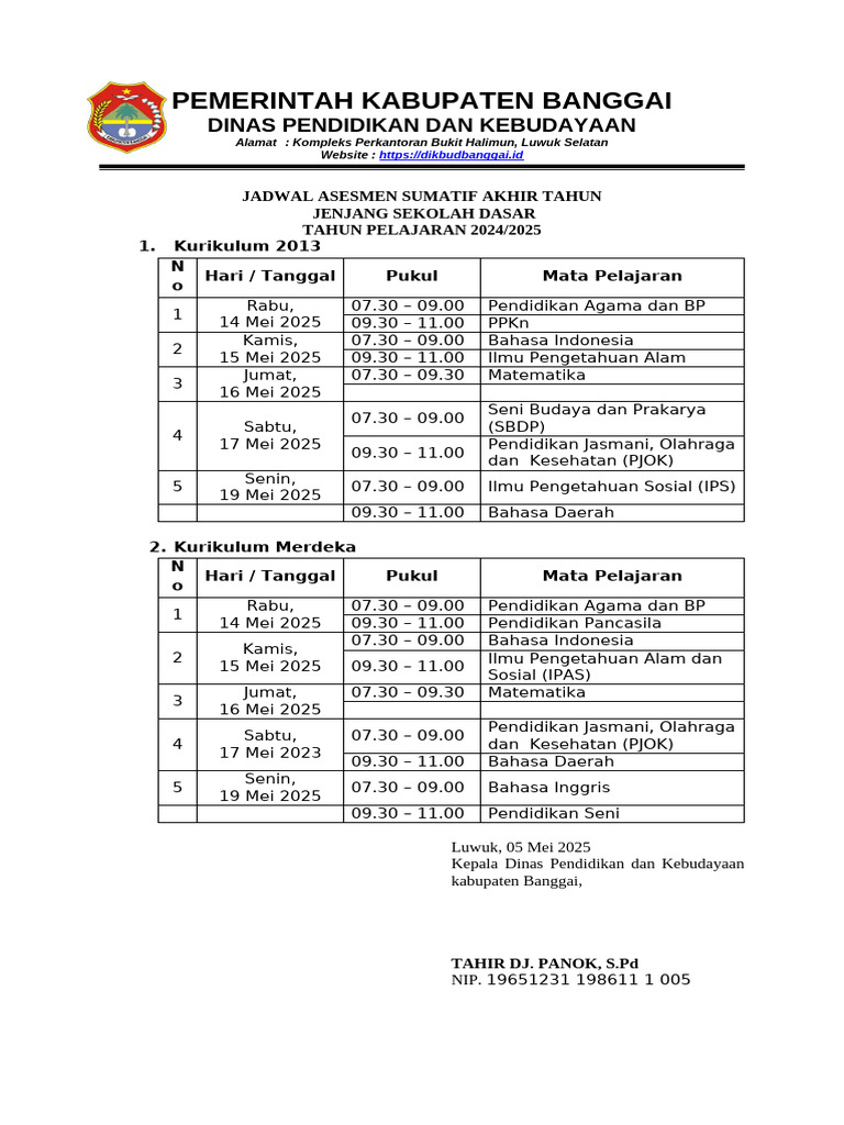 Jadwal Asat 2025 | PDF
