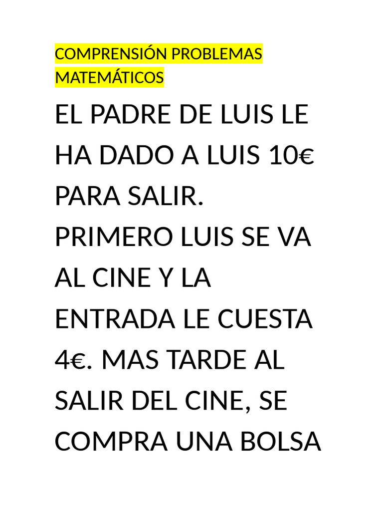 Problemas Matemáticos para Niños | PDF