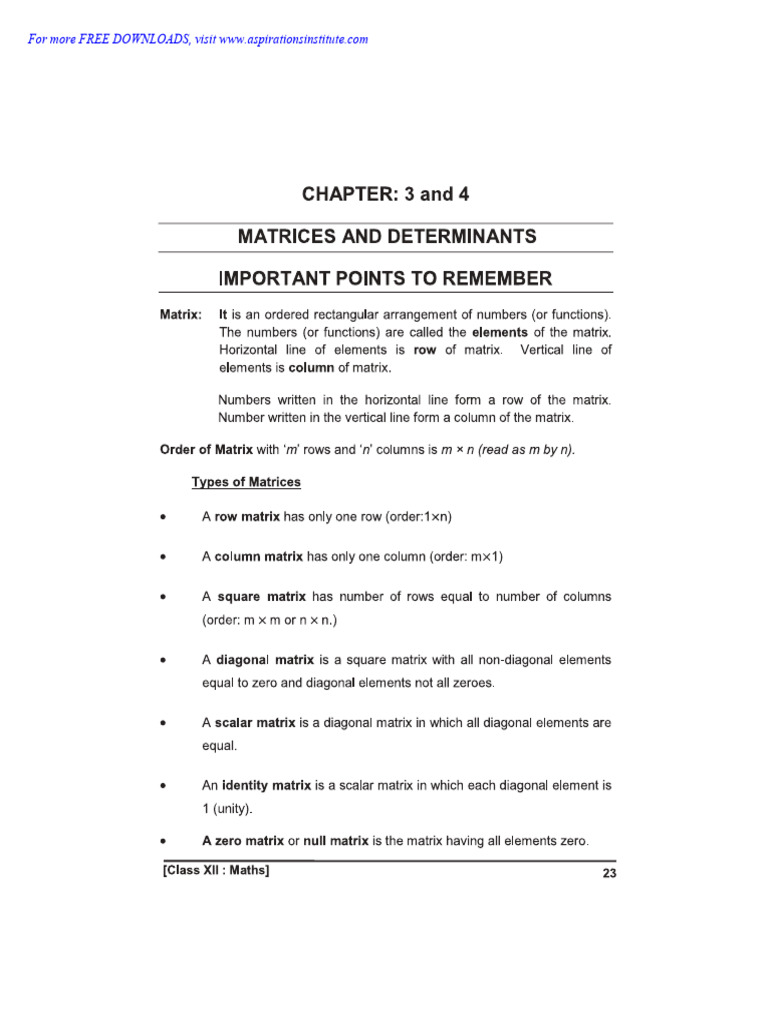 Matrices and Determinant Pyq | PDF | Determinant | Linear Algebra