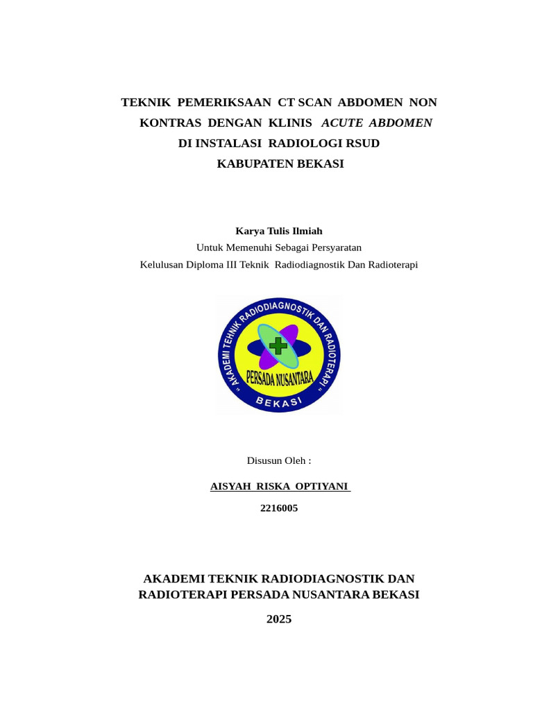 Teknik CT Scan Abdomen Non Kontras | PDF