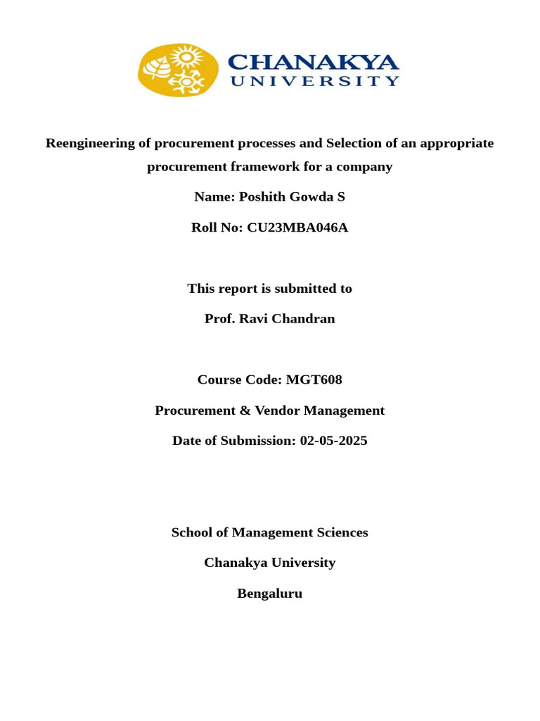 Procurement and Vendor Managment Final Project 2525 | PDF | Procurement ...