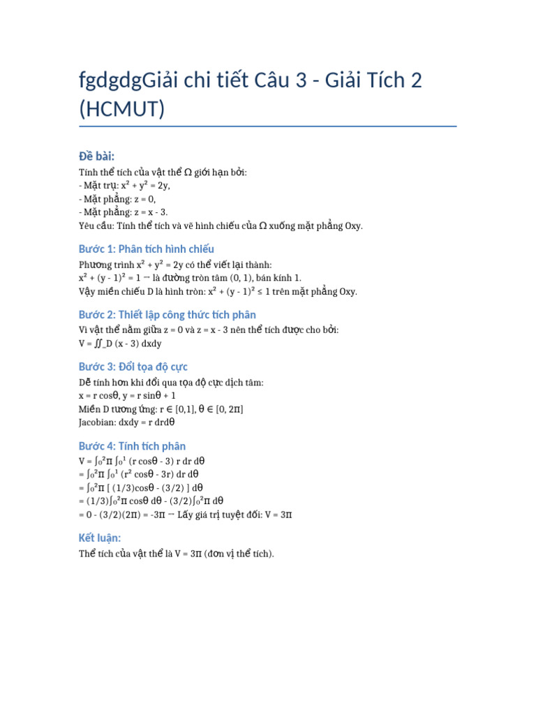 Giai Cau 3 Giai Tich 2 HCMUT | PDF