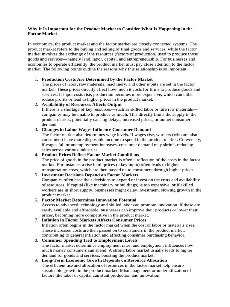 Product Market's Dependence on Factor Market | PDF | Labour Economics ...