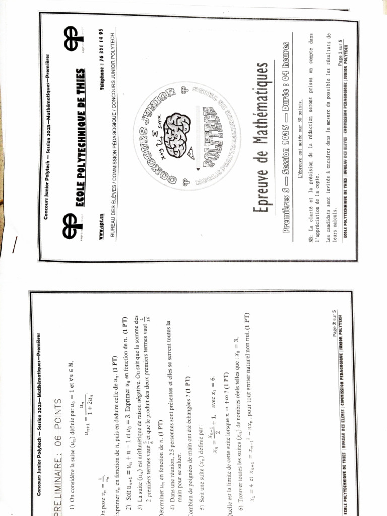 Concours Junior Polytech Maths 2025 | PDF